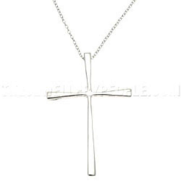 Slim Solid Heavy Silver Cross Pendant | The Jewellery People