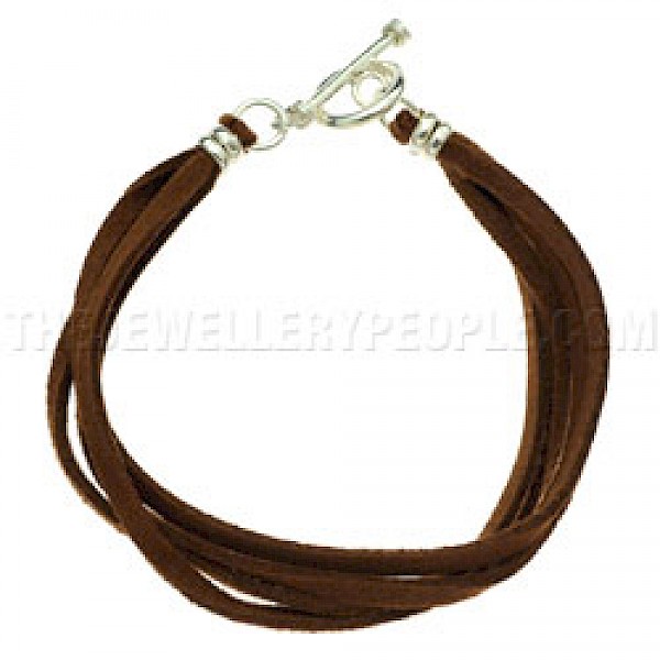 Brown Suede Bracelet - Four Strands | The Jewellery People