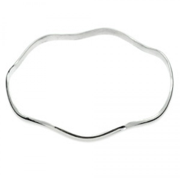 Flat Wavy Silver Bangle - 4mm | The Jewellery People
